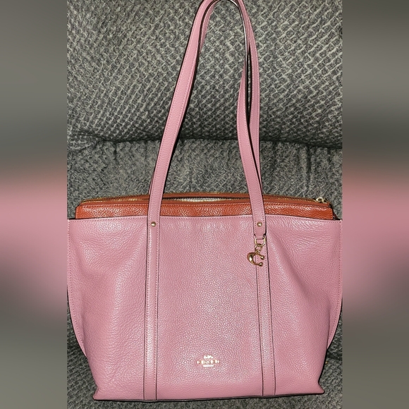 Coach | Bags | Coach May Pink Burgundy Leather Tote Bag | Poshmark